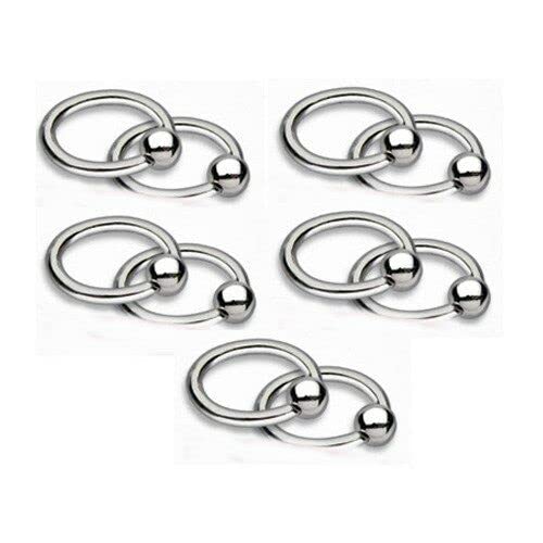10 Pc 316L Surgical Steel 12g 3/8" (10mm) Captive Bead Hoop Rings, Lop,Tragus