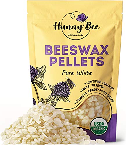 HUNNYBEE Beeswax Pellets 1LB, 100% Organic Bees Wax for DIY Candles, Skin, Body Cream, Face, and Hair Care, Lotions Deodorant, Lip Balm and Soap Making