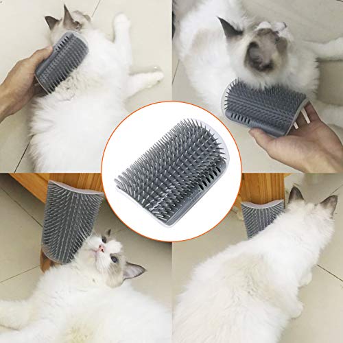 2 PACK Cat Self Groomer,Softer Cat Corner Scratcher For Wall With Catnip,Massage Comb Groomer Cat Corner Groomer,Pet Grooming Massage Kitten Brush,Cat Face Scratcher For Kitten with Long &Short Fur (Gray)