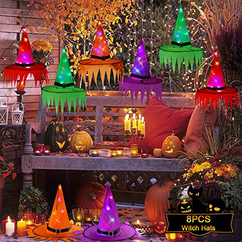 AERZETIX Halloween Witch Decorations Witch Hat String Lights, Halloween Witch Hat Decor 33ft 8 Lighting Modes Christmas Halloween Decorations Outdoor Indoor, Garden, Patio, Yard