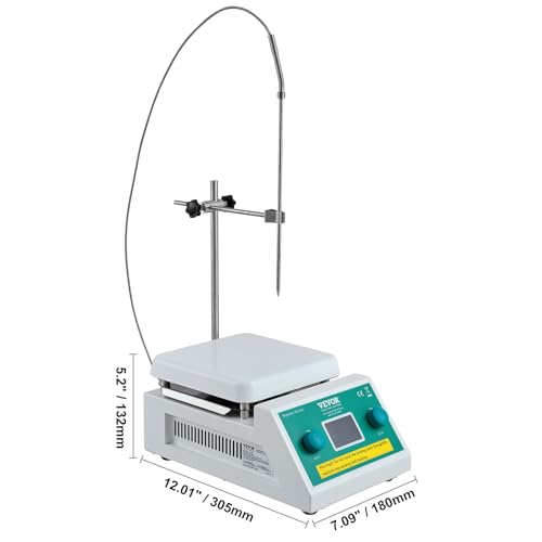 VEVOR Magnetic Stirrer Hot Plate, 500W Heating Power 2000ml Lab Stirrer 572°F/300°C 200-2000 RPM Digital Magnetic Stirrer with 7" Ceramic Coated Heating Plate Magnetic Mixing