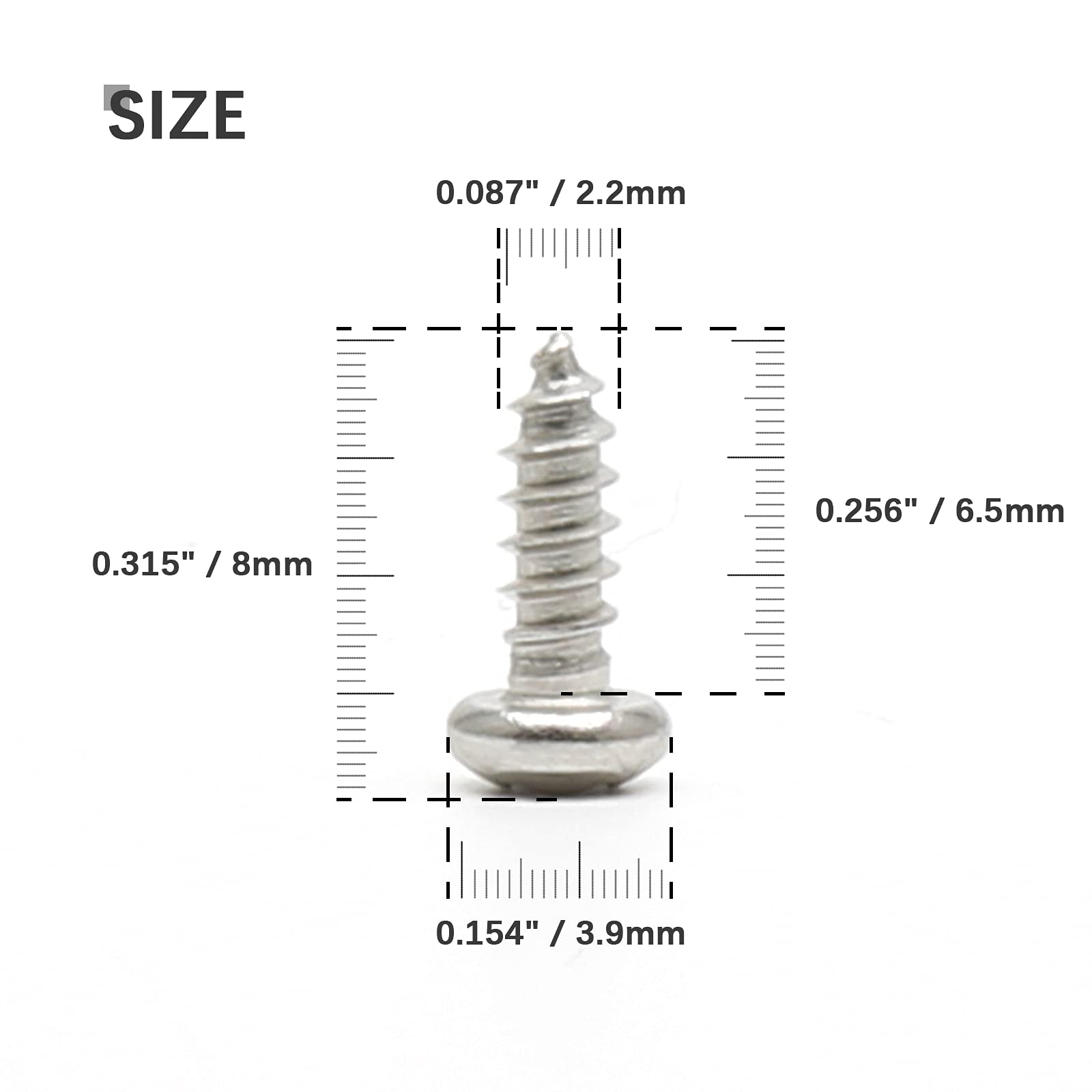 Qjaiune 100Pcs #2 x 1/4" Pan Head Sheet Metal Screws, 18-8 Stainless Steel Screws Full Thread Phillips Screws, Self-Tapping Screws for Wood Drywall Plastic