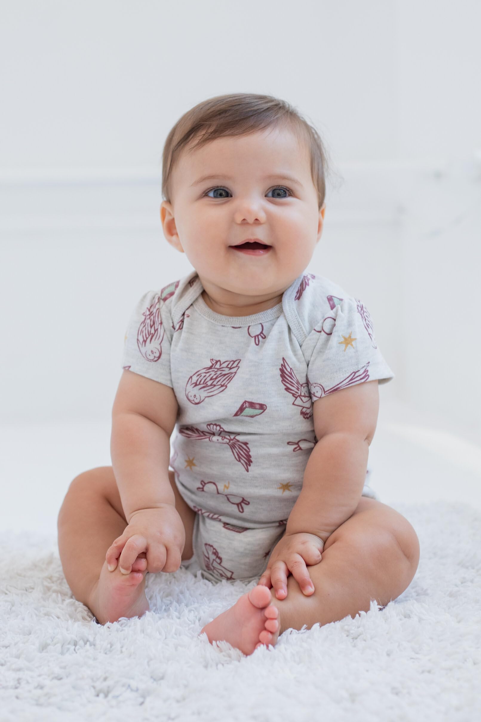 Harry Potter Hogwarts Newborn Baby Girls 5 Pack Short Sleeve Bodysuits 3-6 Months