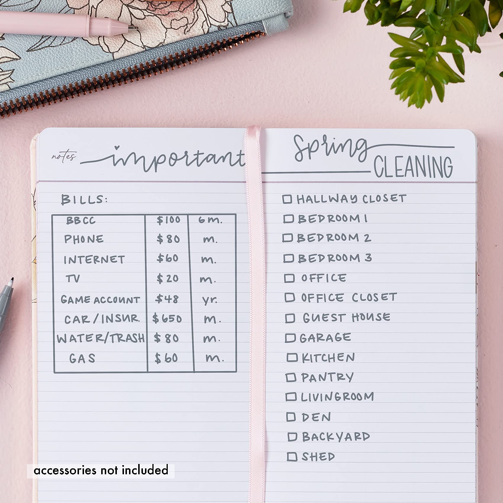 12 Month Pocket Planner ( Jan 2022 - Dec 2022 ) - Flora Blush. Vegan Leather. 80 lb. Thick Paper. Dated Monthly and Weekly Horizontal Spreads and Notes Pages by Erin Condren.