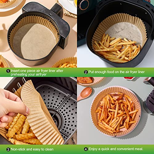 Air Fryer Disposable Paper Liners: 125Pcs 8In Parchment Paper Food Grade Baking Liner for 5-8 QT Airfryer Basket