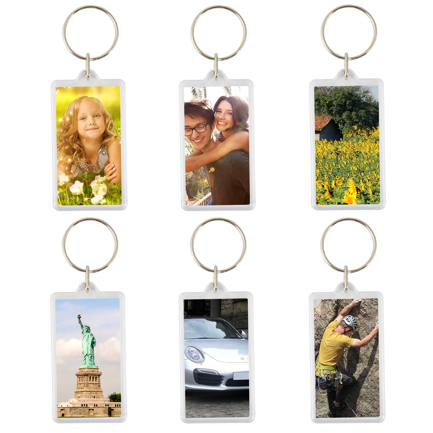 100pcs Custom Personalised Insert Photo Acrylic Blank Keyring Keychain Wholesale(Size:2.51"x1.33")