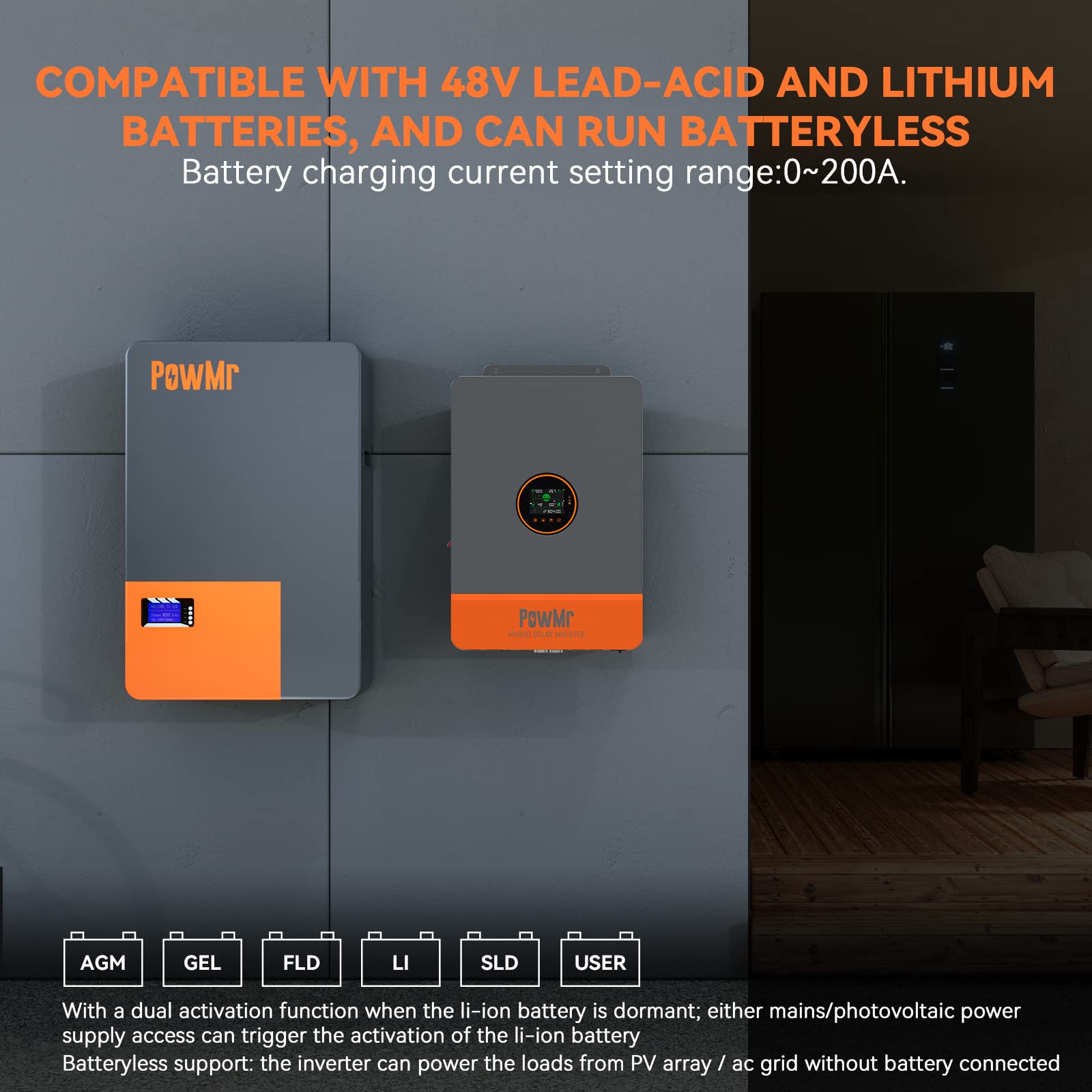 10000W Split-Phase Solar Inverter 48V to 120V/240V, 10kW Power Inverter Charger & 50 Feet 10awg Solar Cable