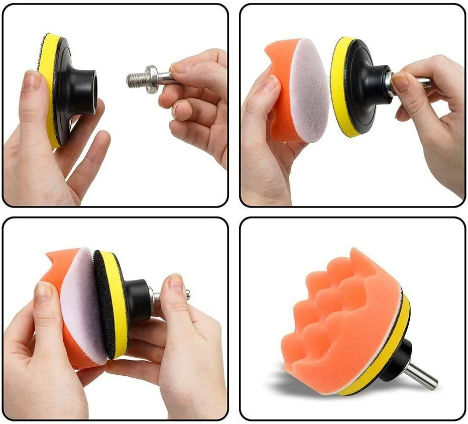 11 PCS Car Buffing Pads Polishing Sponge Waxing Foam Polisher Buffer Set for Drill 3 Inch/4 Inch/5 Inch/6 Inch/7 Inch (4 INCH)
