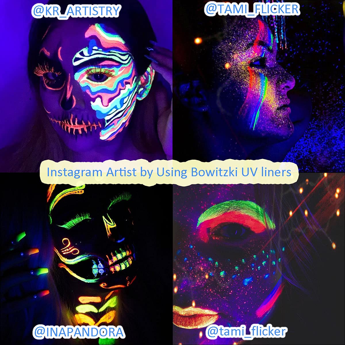 Bowitzki 9 Colors Water Activated Eyeliner Retro Hydra Liner Makeup Graphic Eyeliner UV Glow Fluorescent Color Face and Body Paint