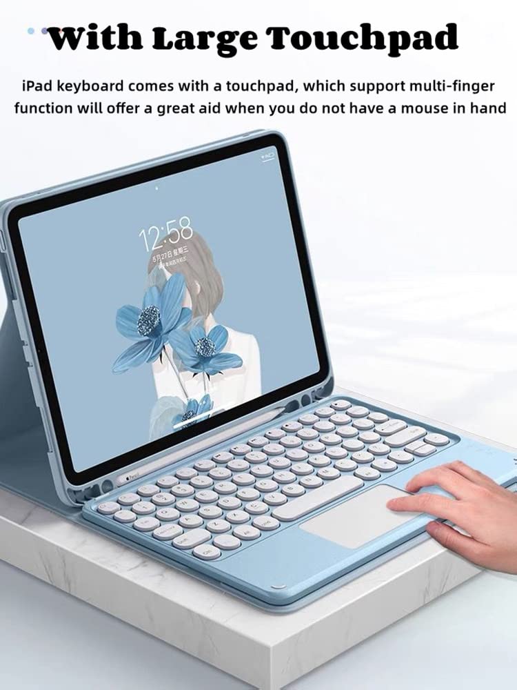 AnMengXinLing Galaxy Tab S8+/S8 Plus/S7 FE / S7 Plus Keyboard Case-Touchpad Detachable Keyboard with S Pen Holder Cover for 12.4 inch Galaxy Tab S8 Plus 2022/ S7 FE 2021/ S7+ 2020 Tablet, Blue