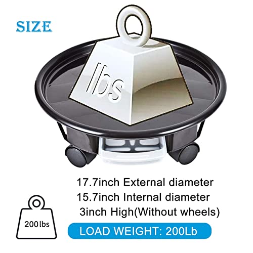 17.7inch Black Plant Caddy with Water Container, Heavy Duty Plant Stand with 5 Wheels, Round Flower Pot Mover Plant Saucer, Home Garden Planter Dolly Caster with Wheels Rolling Plant Tray (1pc)