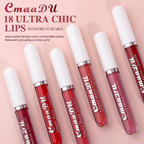 6Pcs Matte liquid lipstick Set,Dark Red Matte Lipstick Lip Stain Long Lasting 24 Waterproof Lip Gloss Gift Set ,Lipstick Sets for Women Lippies Lip Matte Makeup Lipgloss Beauty Cosmetics (Color-04)