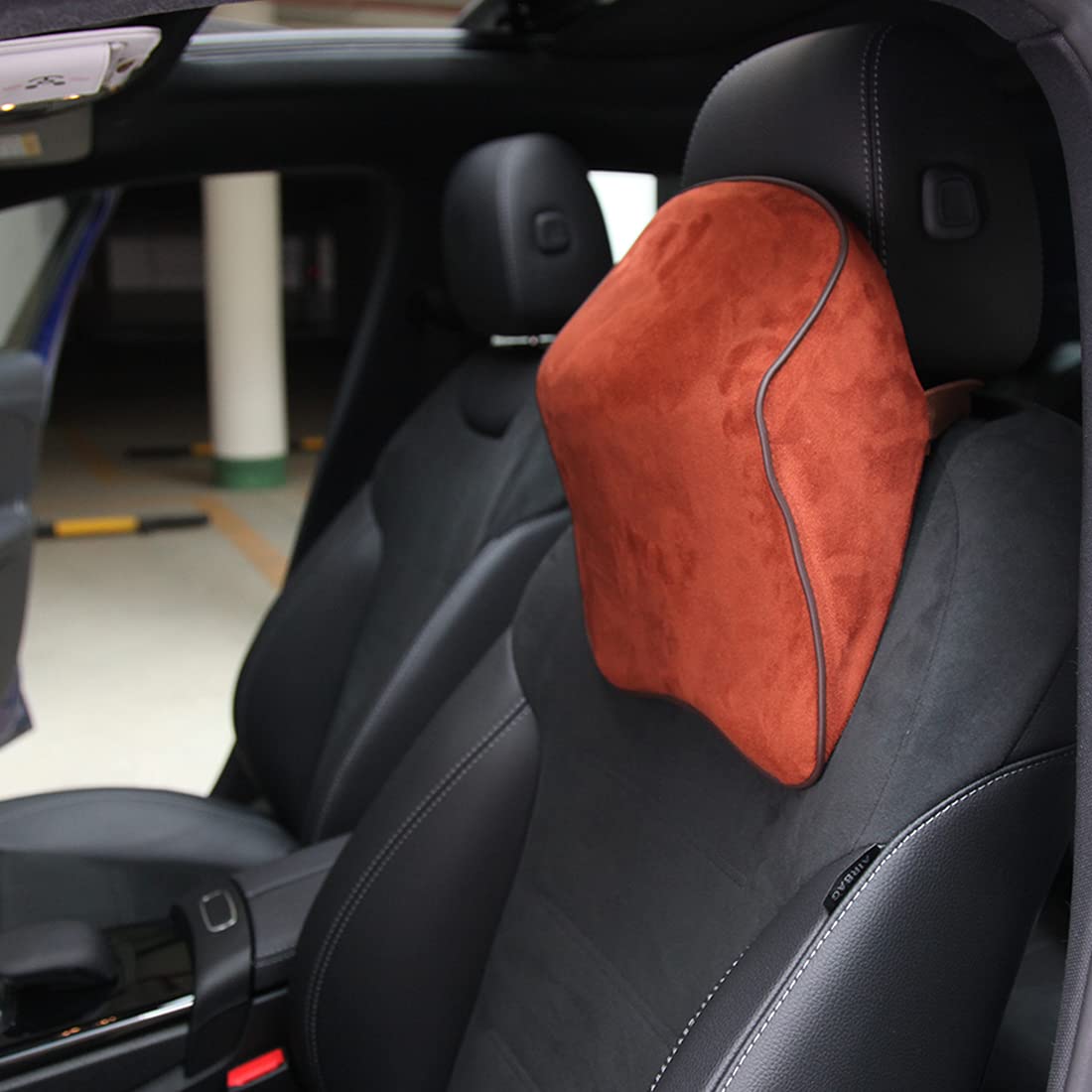 wo yuan Car Seat Headrest Neck Rest Cushion, Memory Foam Shoulder and Neck Rest Pillow for Pressure Relief (Brown)