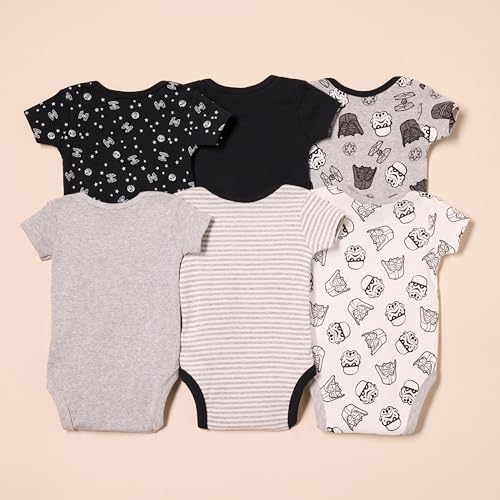 Amazon Essentials Disney | Marvel | Star Wars Unisex Babies' Short-Sleeve Bodysuits, Pack of 6, Star Wars Tiny Trooper, 0-3 Months
