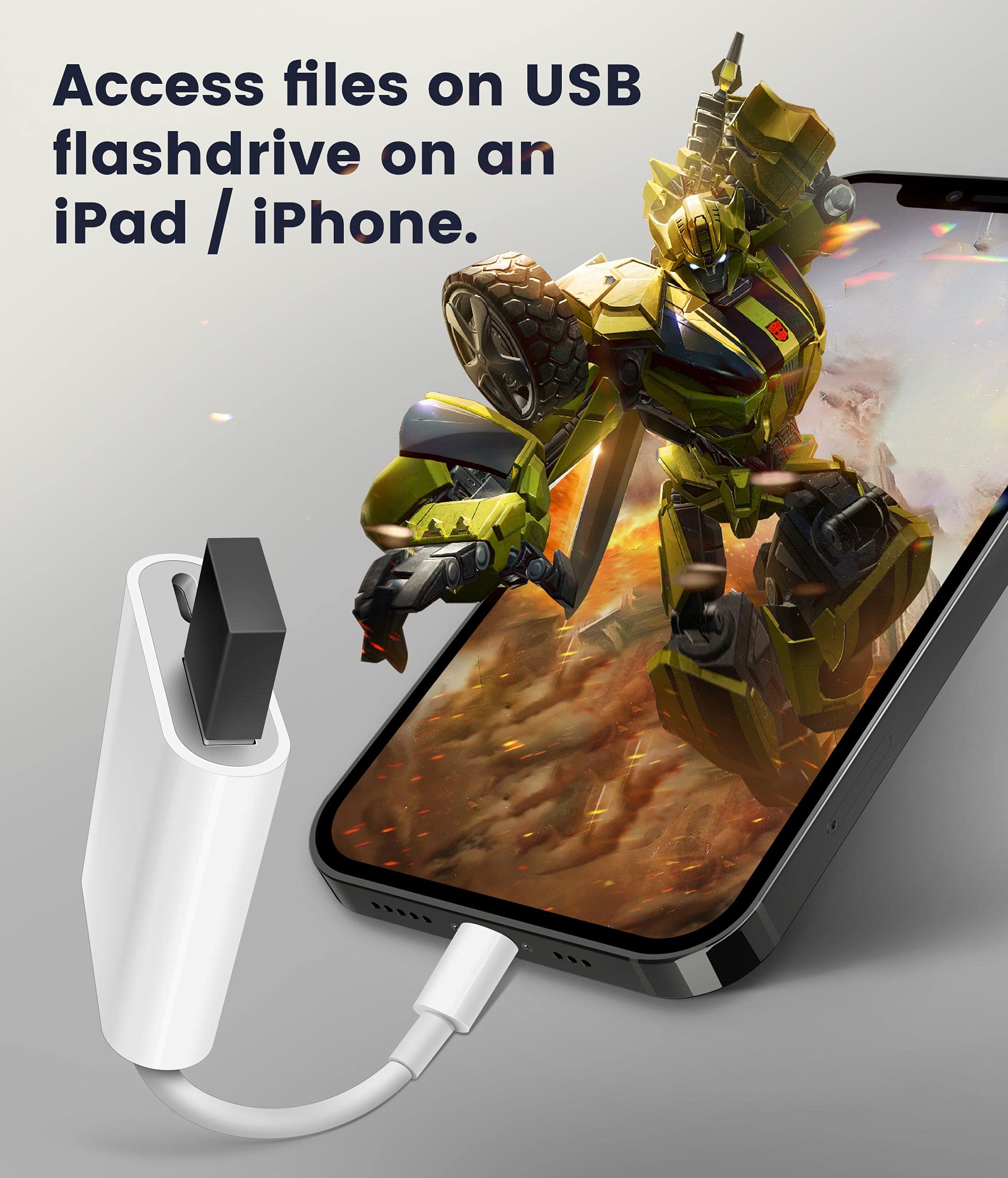 Bqbersyn USB Adapter for iPad/iPhone, Lightning to USB Female OTG Adapter Compatible with SD Card Reader/USB Flash Drive/Microphone/Hard Disk and MIDI,Plug & Play