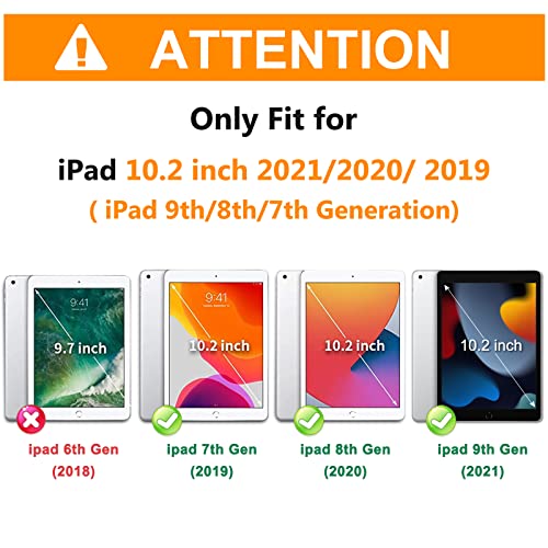 BRAECN for iPad Case 9th/8th/7th Generation,Rugged Kids Friendly Silicon Case with Folding Stand/Handle Grip Pencil Holder Shoulder Strap Screen Protector Pencil Cap Holder for iPad 10.2”-Navy Blue