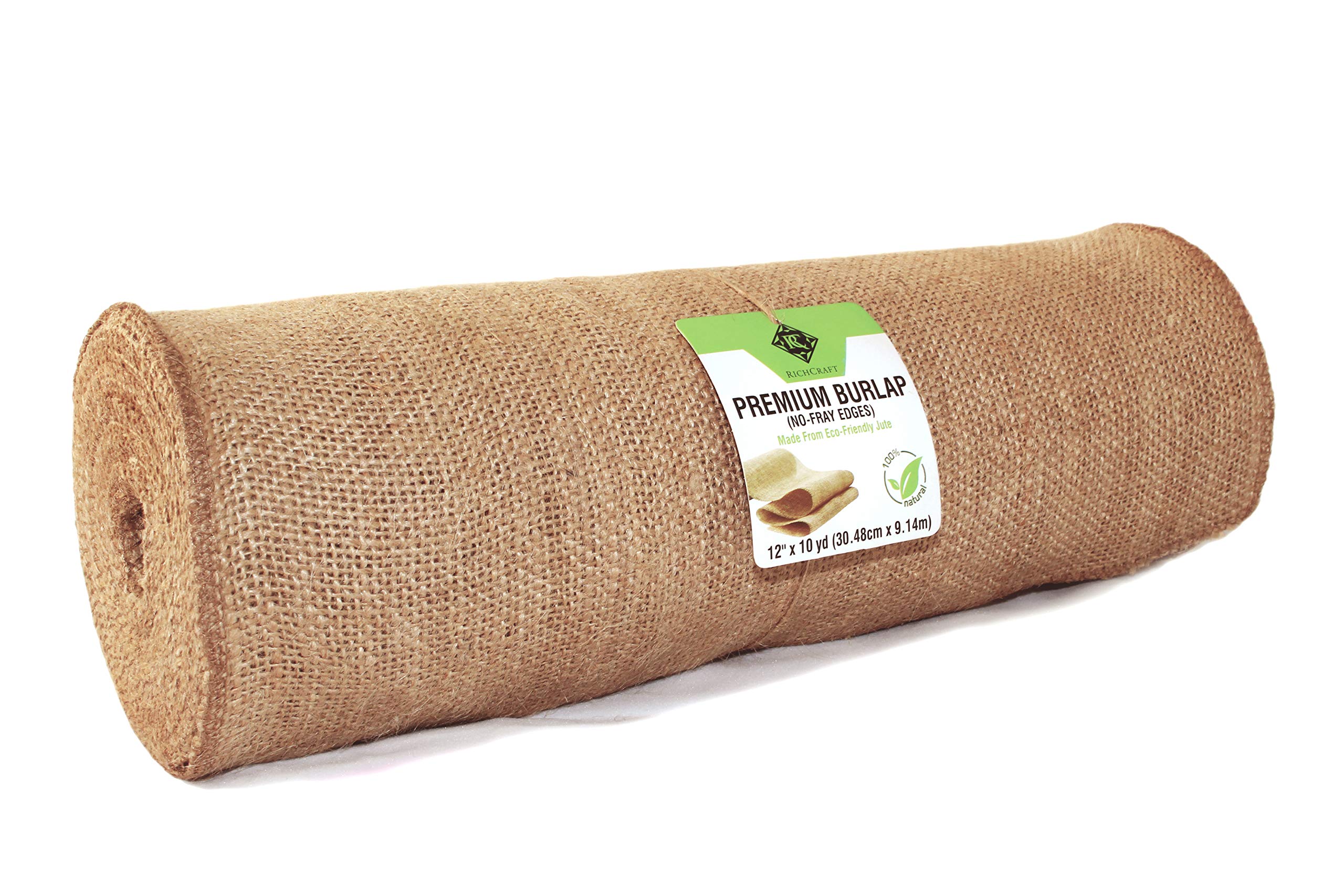 12" x 10yd NO-FRAY Burlap Roll ~ 3 - 5 Table Runners ~ Natural Long Fabric with Finished Edges. Perfect for Weddings, Placemats, Crafts. Decorate Without The Mess!