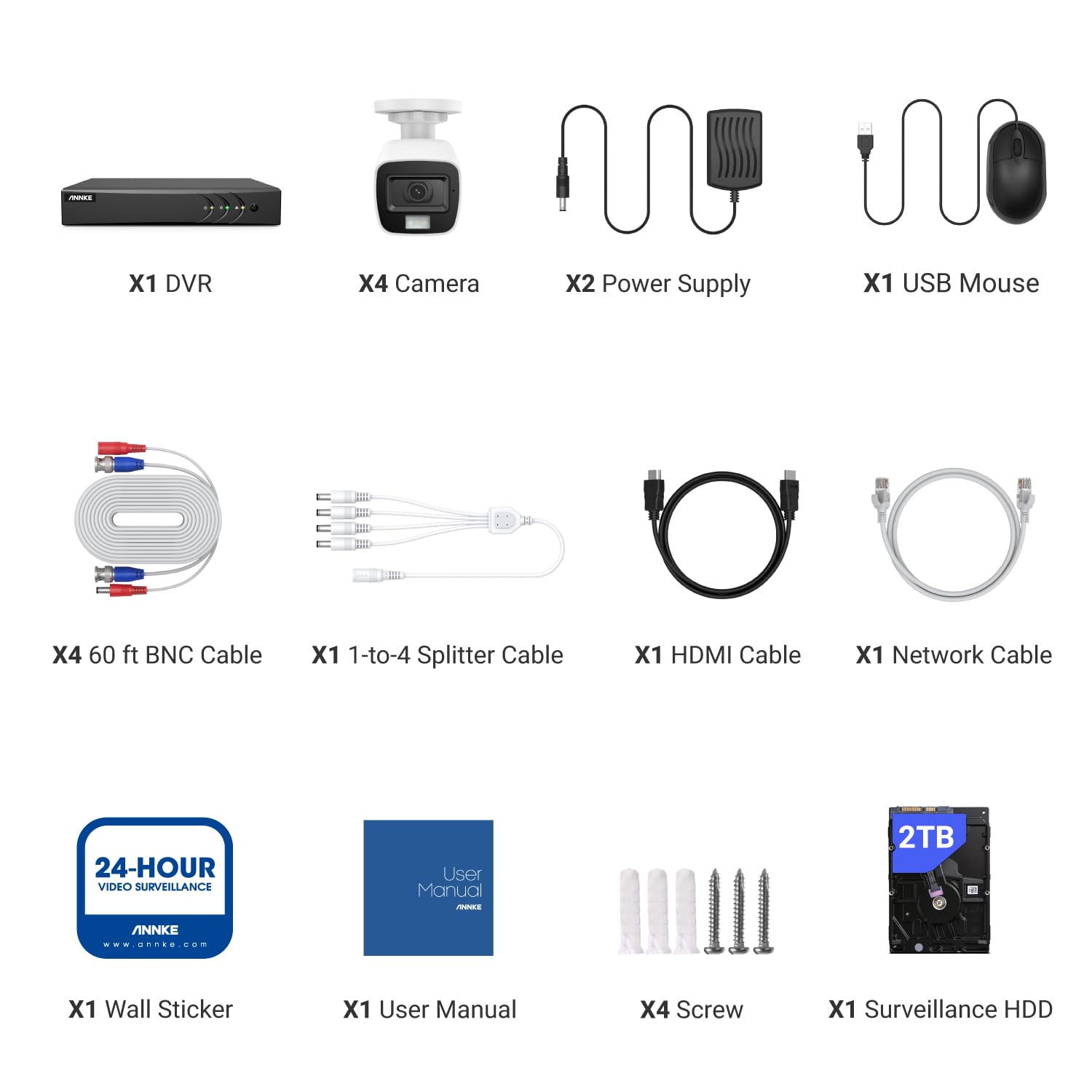 ANNKE Home Security Camera System, 3K Lite 8 Channel Security Video Recorder with 4Pcs 3K Built-in Mic Dual Light Cameras, AI Human/Vehicle Detection for Business Surveillance, 2TB Hard Drive