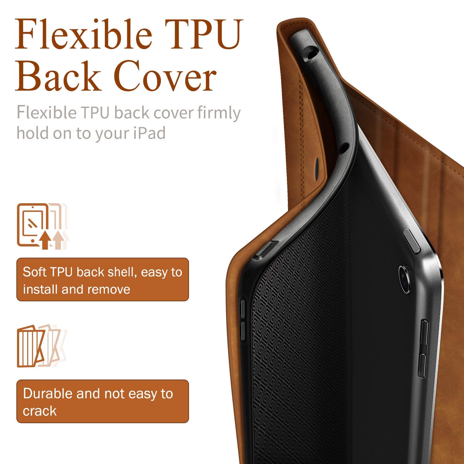 Antbox Case for iPad 9th Generation (2021) iPad 8th/7th Generation with Pencil Holder Auto Sleep/Wake Function PU Leather Smart Cover for iPad 10.2'' (Brown)