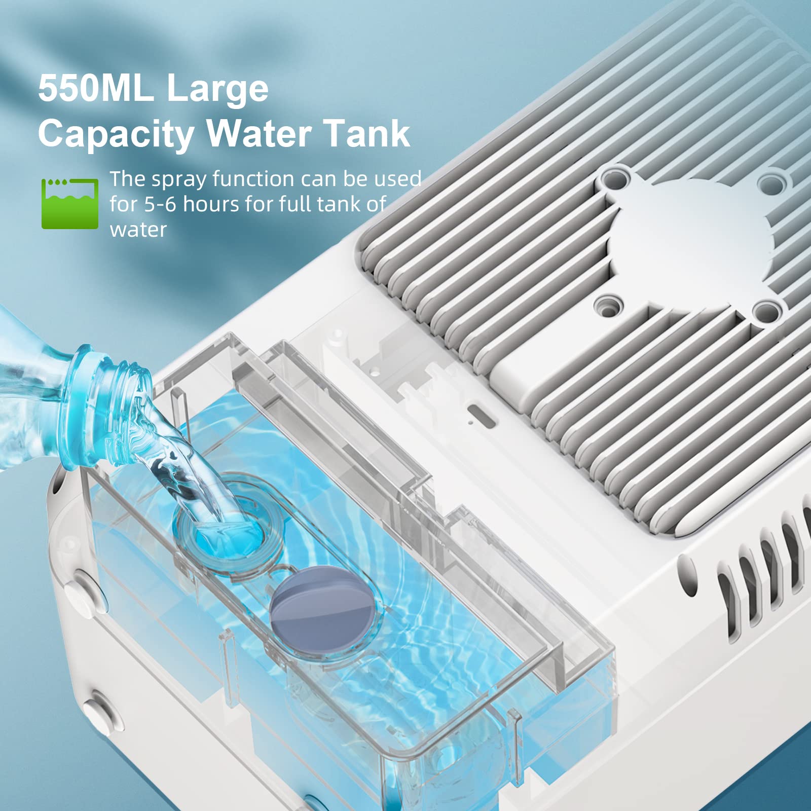 18.59OZ Portable Air Conditioners Fan, Personal AC Fan with Moist Sprayer Function, 7 Lights and Aromatherapy, Portable Air Conditioners no Windows Needed for Room, Desk, Car, Tent and Office