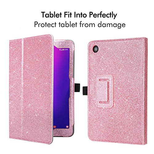 Caweet Joy Tab 2 / TCL Tab 8 Tablet Case, Leather Stand Cover for Alcatel Joy Tab 2 8.0" (9032Z) / Verizon TCL Tab 8 (9038s), Glitter Pink