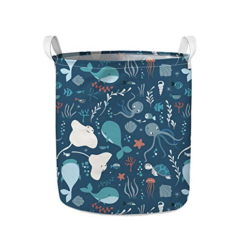 Xhuibop Laundry Hamper Heavy Duty Kids Hamper Ocean Theme Octopus Storage Basket Laundry Room Dirty Clothes Basket for Bathroom Heavy Duty