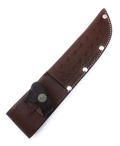10.5" long custom handmade leather sheath for 5"โ5.5" cutting blade knife