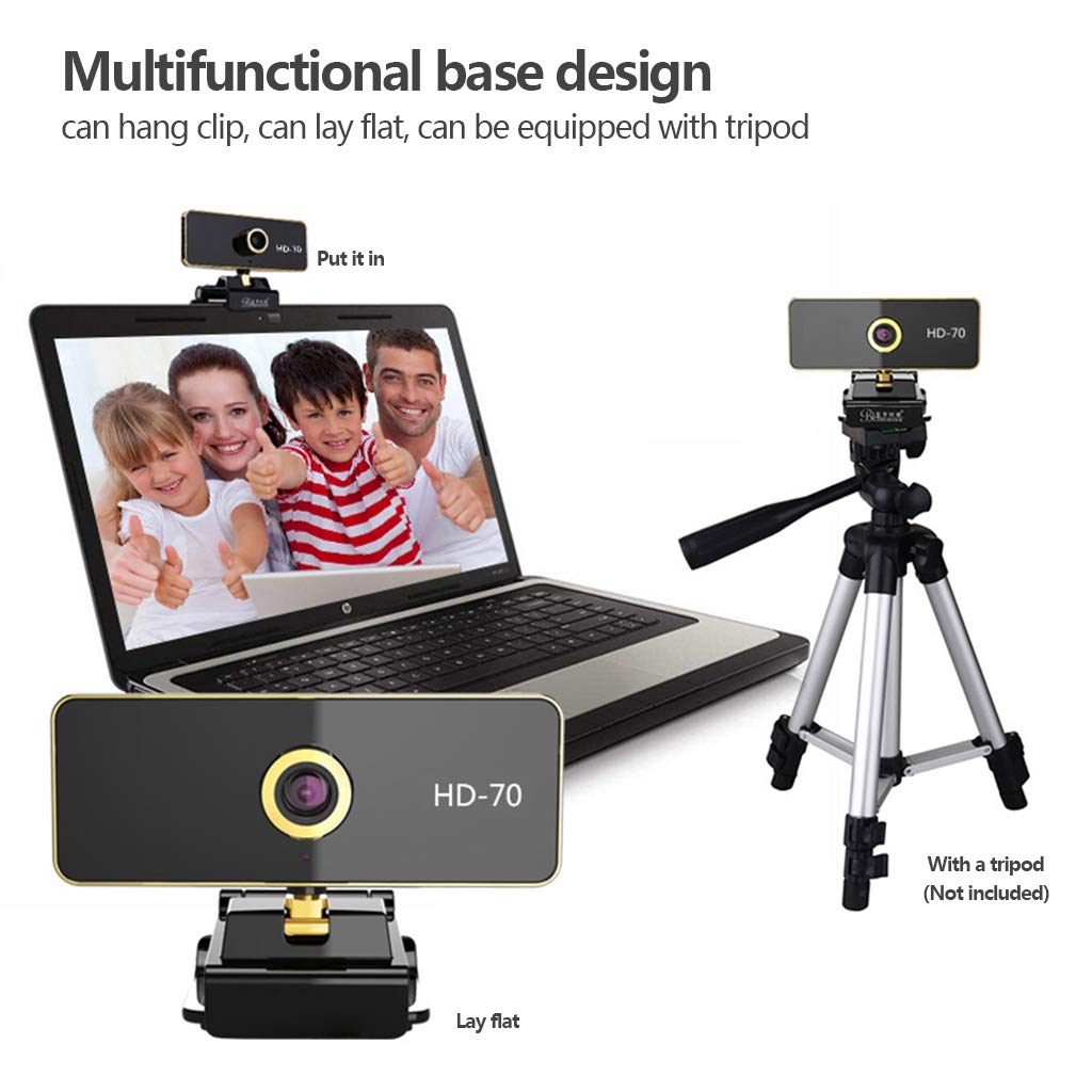 1080P Webcam with Microphone, PC Laptop Desktop USB Full Web Camera for Video Calling, Studying, Conference, Recording, Gaming with Rotatable Clip,White,1080P