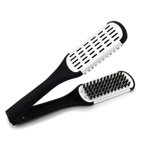 CCbeauty Boar Bristles Double Sided Brush, Hair Straightener Brushes Comb, Stimulates Scalp, Reduces Frizz, Prevents Oil Build-Up, Gives Hair Shine, Naturally Conditions Hair, 140g, Glossy White