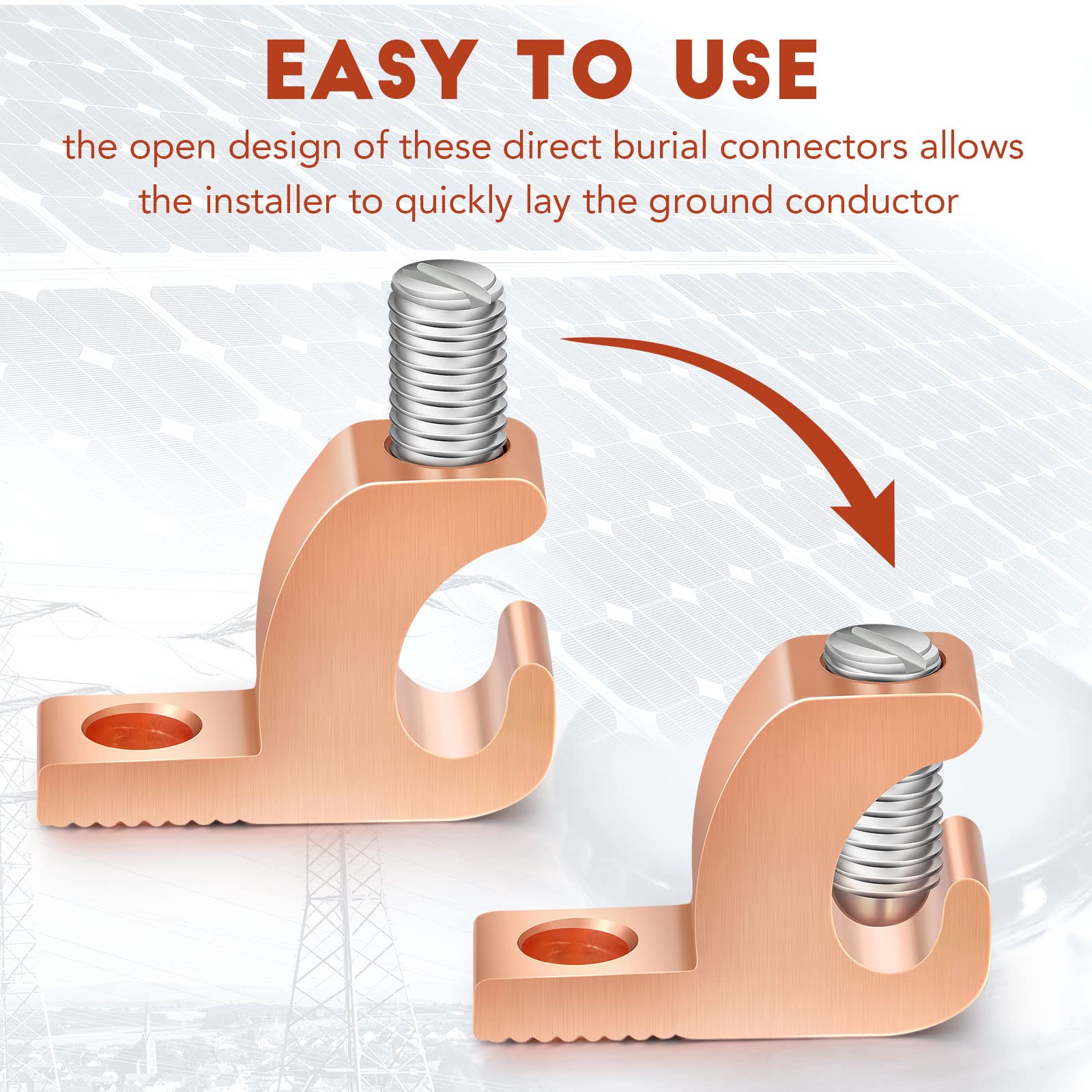10 Pack Lay in Connector Pool Bonding Lug Copper Conductor Lay in Connector Copper Lay in Lugs AWG for Grounding Swimming Pool and Conduits, 4-14 Wire Range