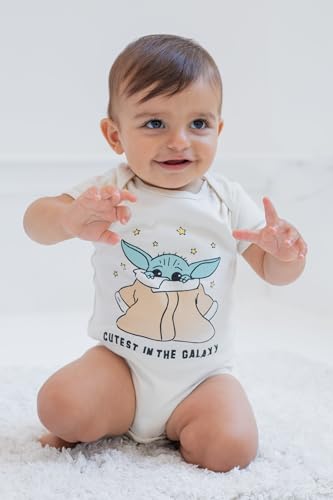 STAR WARS Yoda R2-D2 Chewbacca Newborn Baby Boys 3 Pack Bodysuits White/Gray/Yellow 3-6 Months