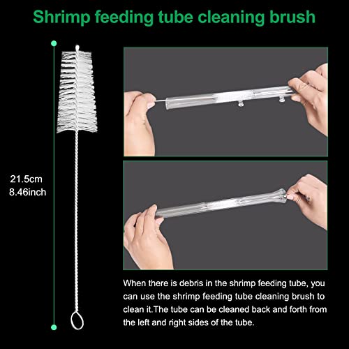11.8 Inch Shrimp Feeding Tube with Shrimp Feeding Dish,Shrimp Feeding Bowl with Suction Cup,Feeding Tube Cleaning Brush,Aquarium Feeder with Bulb,Feeding Ring,Aquarium Sucker Feeding clamp,Fish net