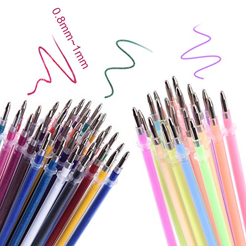 130 Colors Gel Pen Refills - Glitter Metallic Pastel Fluorescence Neon, Pen Ink Refills for Adult Coloring Books, Scrapbooking, Drawing