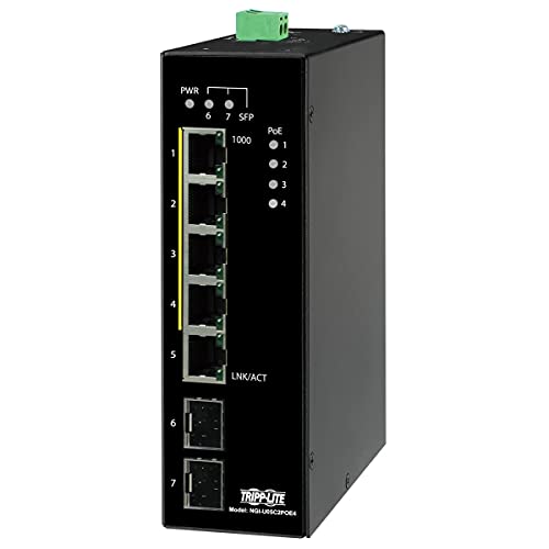 Tripp Lite Industrial 5 Port Ethernet Network Switch 10/100/1000 Mbps -40° to 167°F Temperature Range Unmanaged Splitter TAA Compliant DIN/Wall Mount (NGI-U05)