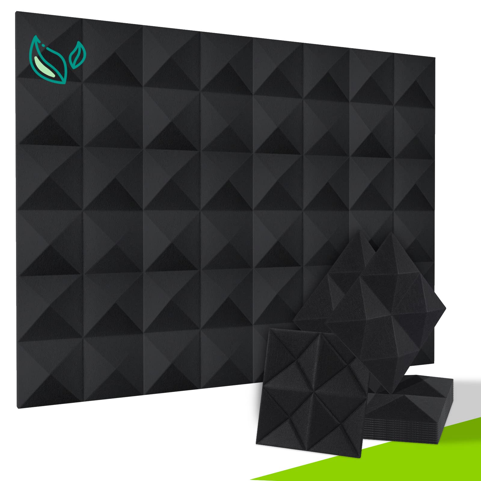 12 Pack Acoustic Panels, 3D Polyester Soundproof Wall Panels, 12" X 12" X 0.6" Sound-Absorbing Panels, Sound Proofing Padding Acoustic Treatment for Studio, Home, and Office,