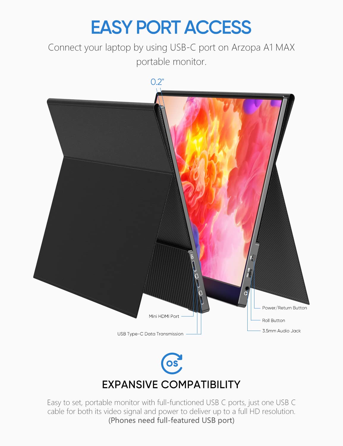 ARZOPA Portable Monitor 17.3 Inch, 1080P FHD HDR IPS Laptop Computer Monitor HDMI USB C External Screen with Dual Speakers for PC Mac Phone Xbox Switch PS5 -A1 MAX
