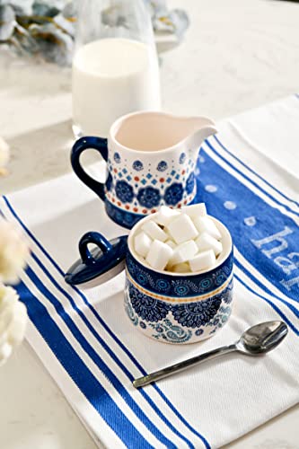Bico Blue Talavera Ceramic Sugar and Cream Set, Dishwasher Safe