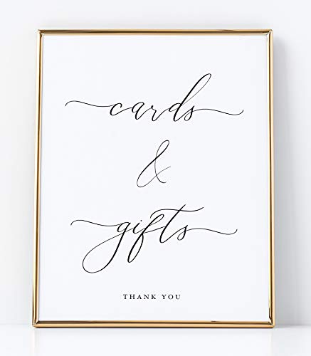 Cards and Gifts Sign for Wedding Ceremony and Reception White Sign with Black Lettering Printed on Professional Thick Linen Cardstock White Wedding Decoration UNFRAMED Elegant Minimalist Style