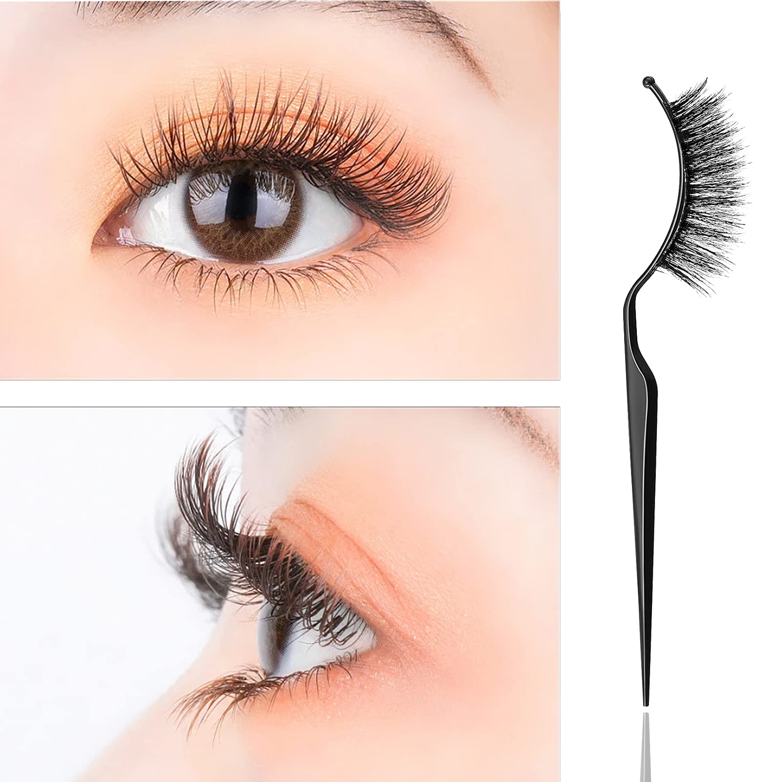 12 Pcs False Eyelashes Display Stick Eyelashes Applicator Tool 3D Eyelash Extensions Style Try on Sticks Planting Grafted Eye Lashes Applicator (Black, Transparent)