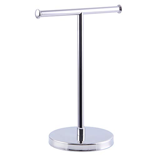 GERZWY Modern Free Standing Hand Towel Holder Tree Rack SUS 304 Stainless Steel Countertop Towel Ring Polished Finish