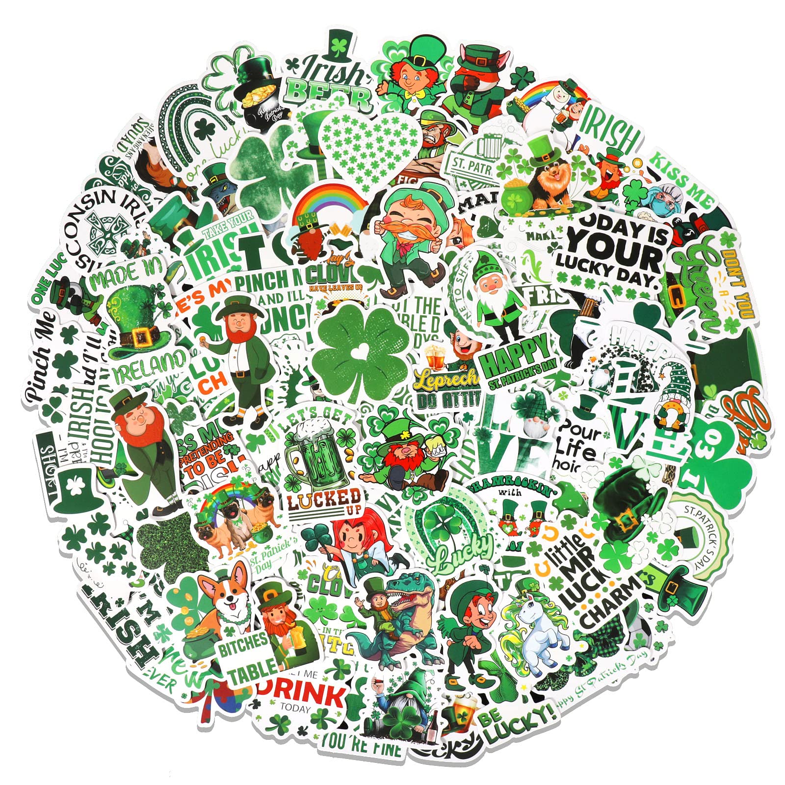 100 Pieces St. Patrick's Day Stickers Shamrock Clover Stickers Lucky St Patricks Day Stickers for Laptop Water Bottle Gifts Cards Envelopes Scrapbooking