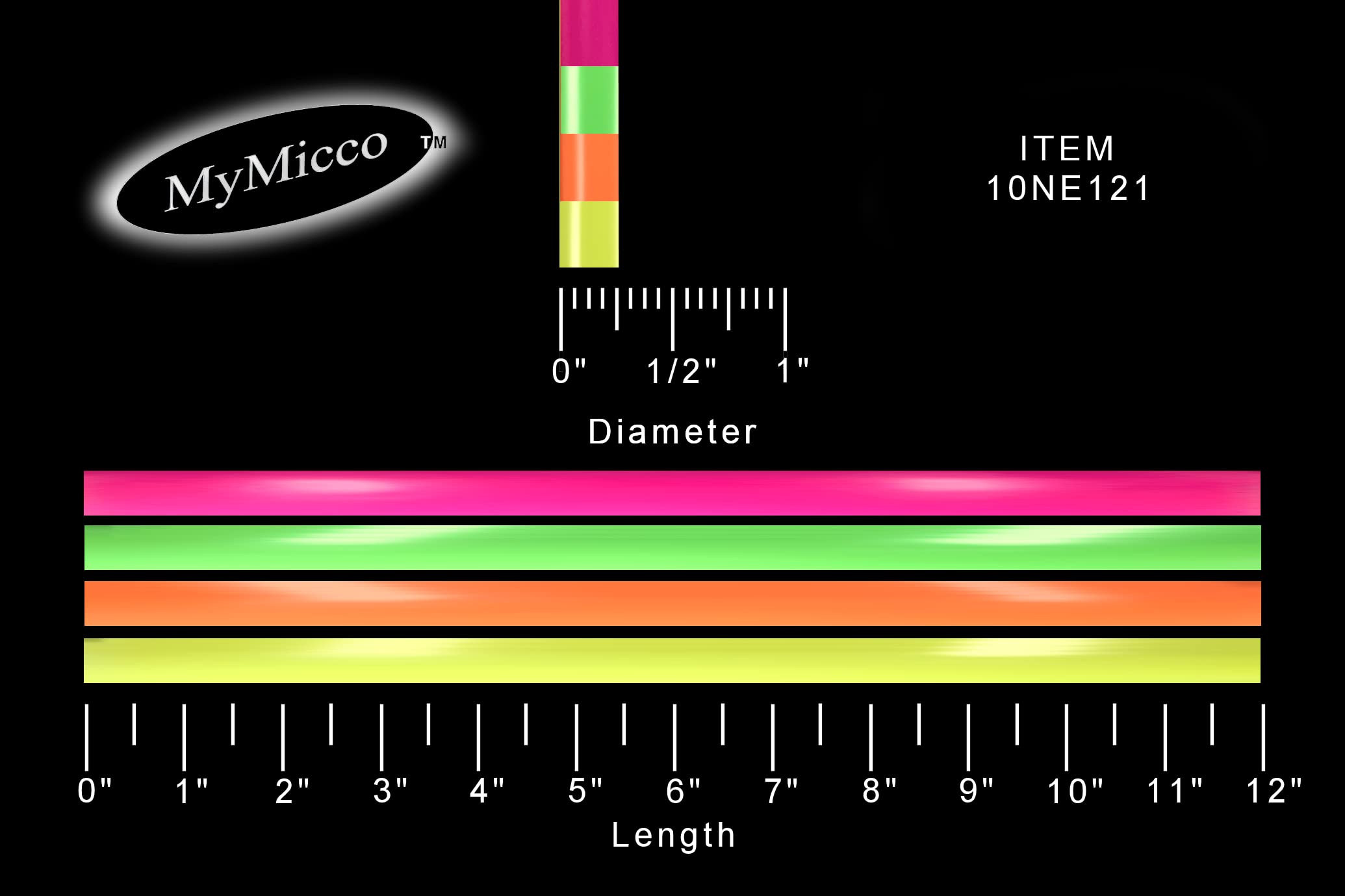 10NE121 MyMicco - 150 Giant 12" x 1/4" Neon Plastic Straws - Shakes, Shakes - Ships To You From OHIO