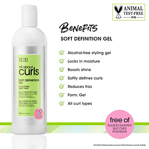 All About Curls Soft Definition Gel | Crunchless Light Hold | Define, Moisturize, De-Frizz | All Curly Hair Types | Vegan & Cruelty Free | Sulfate Free | 15 Fl Oz