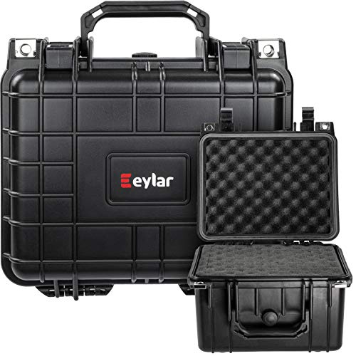 Eylar Small 10.62" Deep Gear, Equipment, Hard Camera Case Waterproof with Foam (Black) TSA Standards