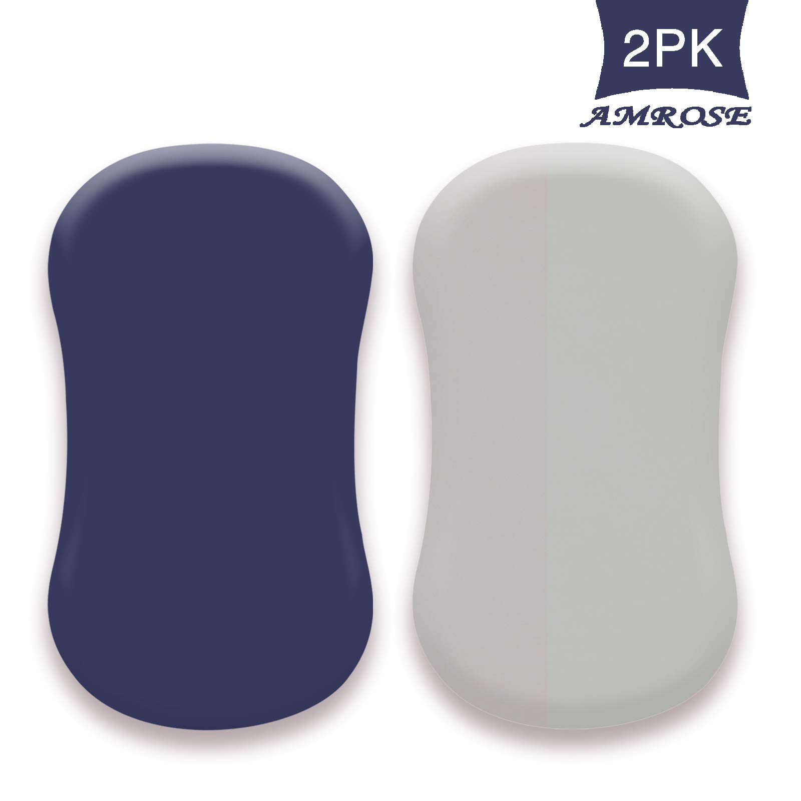 AMROSE Heavenly Soft Microfiber Bassinet Sheets, Compatible with Halo Bassinest Swivel Sleeper, 2 Pack Baby Sheet Set for Boys Girls, Gray & Navy Blue