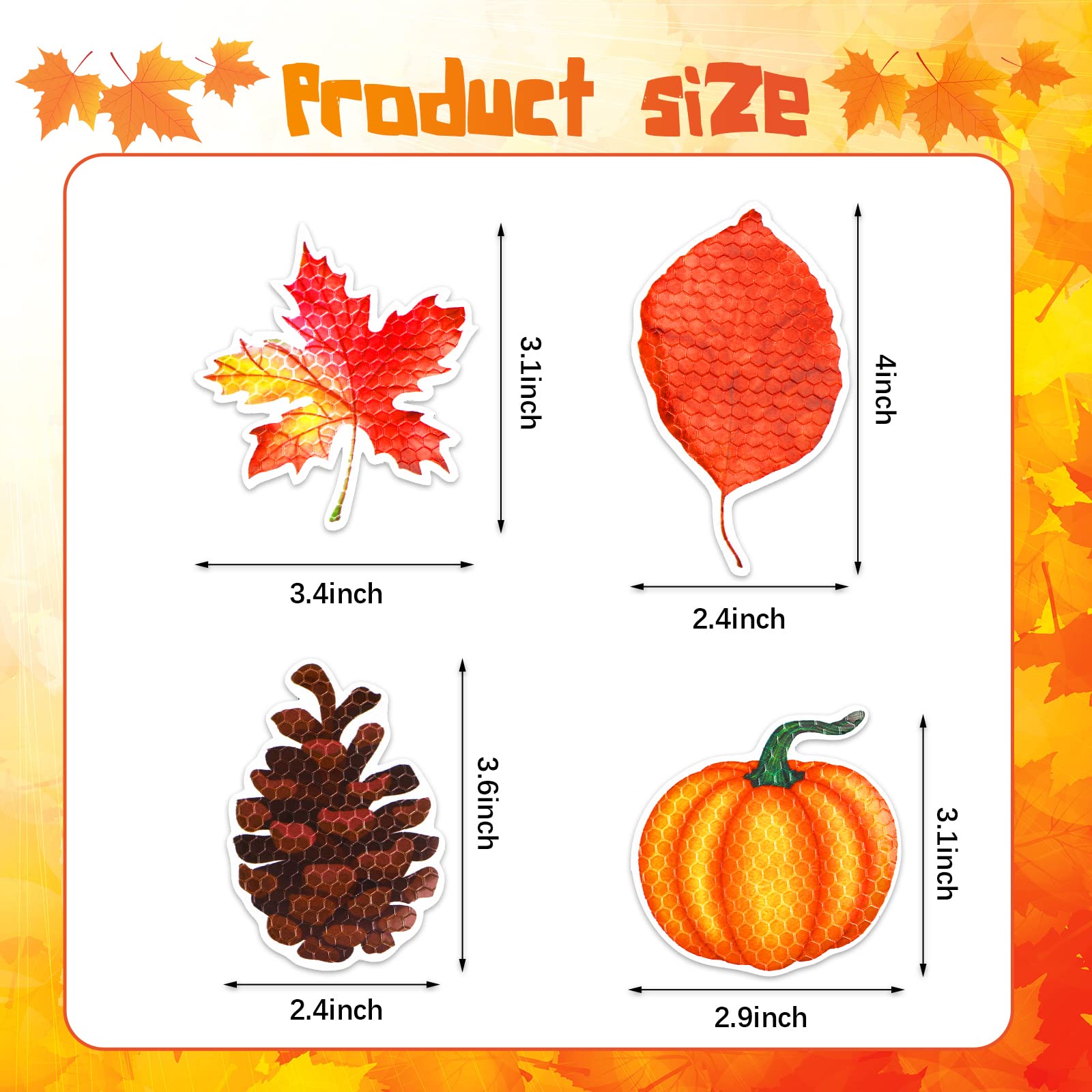 16 Pcs Fall Maple Leaves Magnets Thanksgiving Reflective Car Magnets and Decals Thanksgiving Stickers Pumpkin Pine Cones Refrigerator Magnets Decorative Magnetic Decals for Refrigerator Car Truck