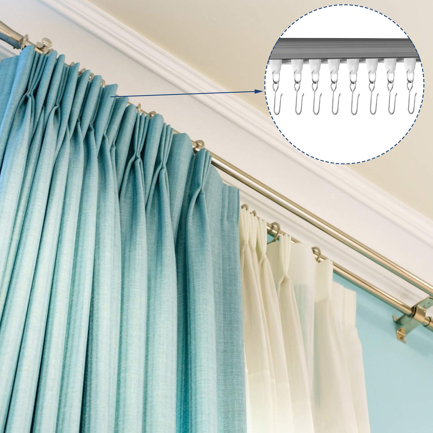 120 Pieces Curtain Track Hooks Metal Curtain Hooks Drapes Curtain Wire Hooks Stainless Steel Small S Hooks for Ceiling Track