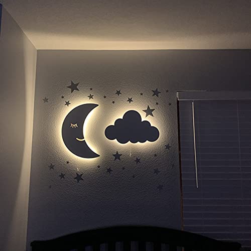 BugyBagy White Cloud Night Light for Nursery - Cloud Shape Battery Operated LED Bedroom Wall Night Light