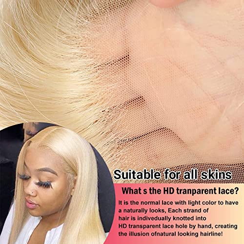 Alielaine Blonde Lace Front Wig Human Hair 13x6 Body Wave Wigs Frontal for Women (18 inch)