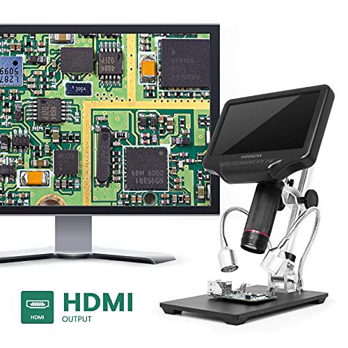 Andonstar AD407 1080P 3D HDMI 4MP Soldering Digital Microscope with 7-inch HD LCD Display and 270X Magnification Portable Tool for PCB Phone Repair, DIY Electronics and SMD/SMT/BGA